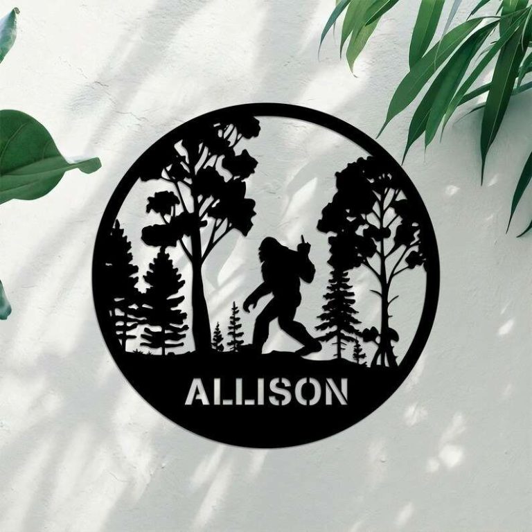 Personalized Bigfoot Middle Finger Sasquatch Lodge Cabin Decor Funny ...