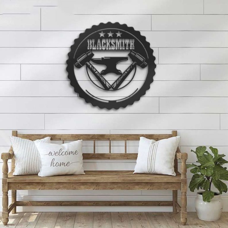 Personalized Blacksmith Anvil Hammer Name Sign Home Decor Iron Tool ...