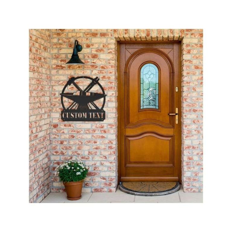 Personalized Blacksmith Iron Anvil & Hammer Forge Custom Metal Sign ...