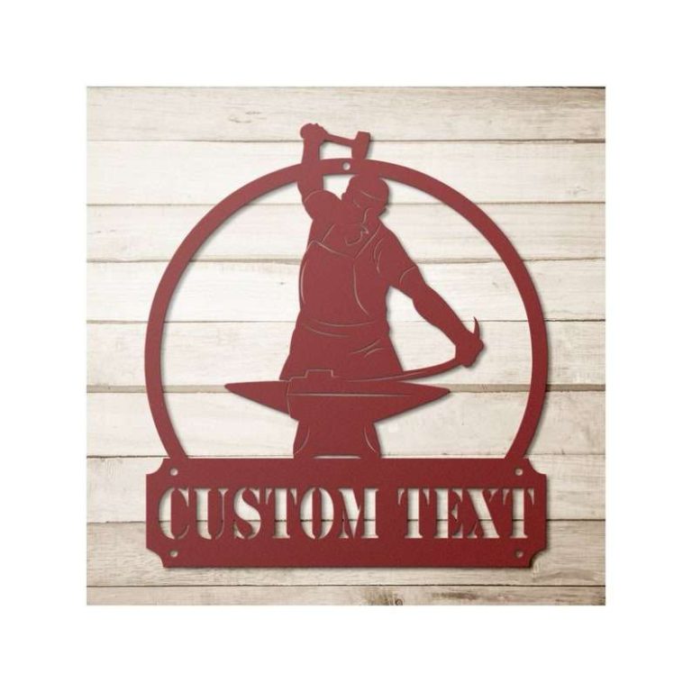 Personalized Blacksmith Wall Art Decor Home Forge Anvil & Hammer Custom ...