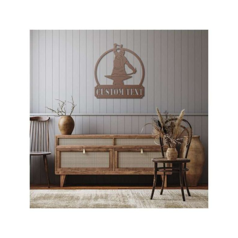 Personalized Blacksmith Wall Art Decor Home Forge Anvil & Hammer Custom ...