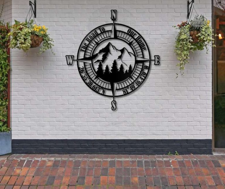 Personalized Compass Coordinates Sign The Road To Our Home Sign ...