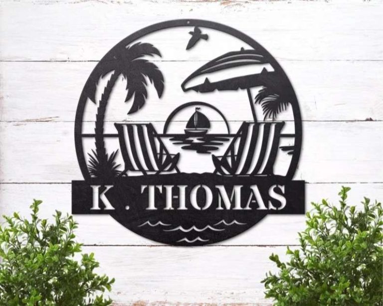Personalized Family Name Sign Beach House Metal Sign Swimming Pool ...