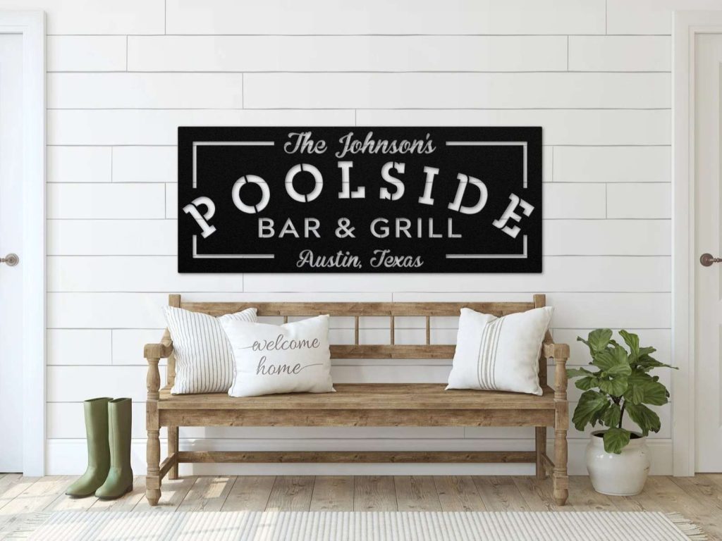 Personalized Family Pool Sign Bar And Grill Sign Swimming Pool Decor ...