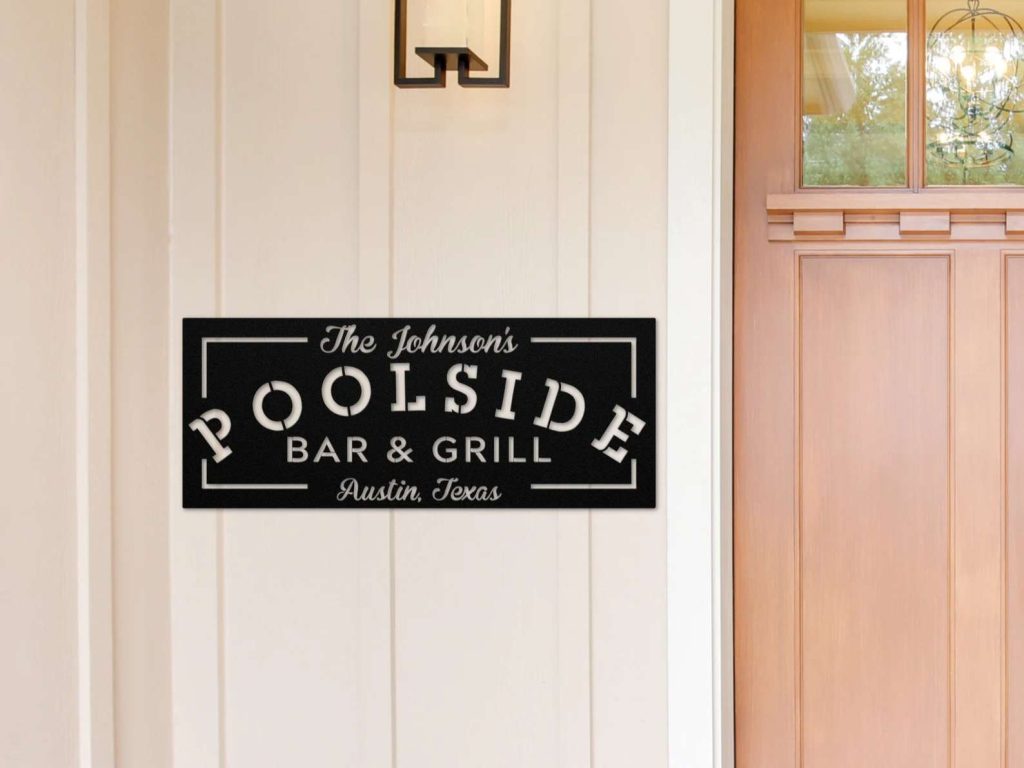 Personalized Family Pool Sign Bar And Grill Sign Swimming Pool Decor Tiki Bar Pool Oasis Sign ...