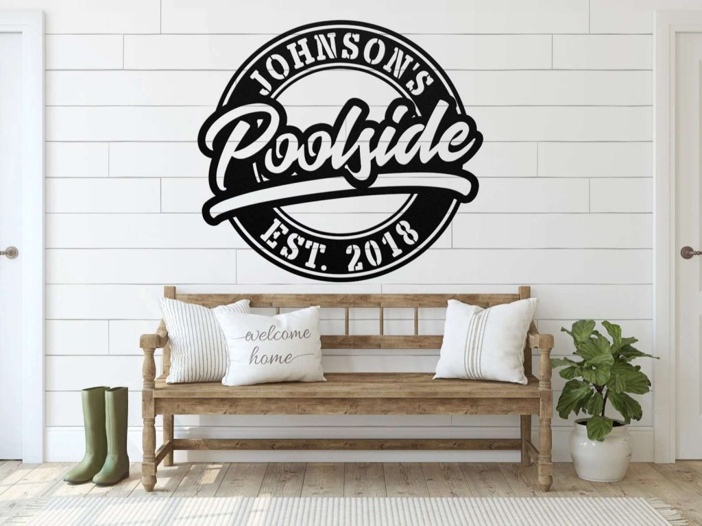 Personalized Family Pool Sign Swimming Pool Metal Sign Tiki Bar Pool ...