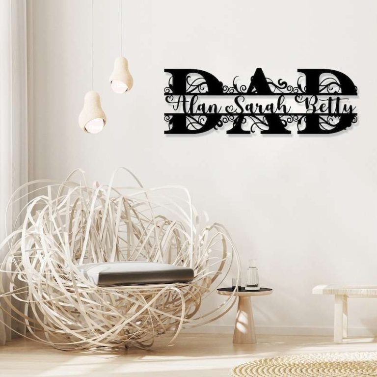 Personalized Fathers Day Metal Sign With Kids Name Home Decor Birthday ...
