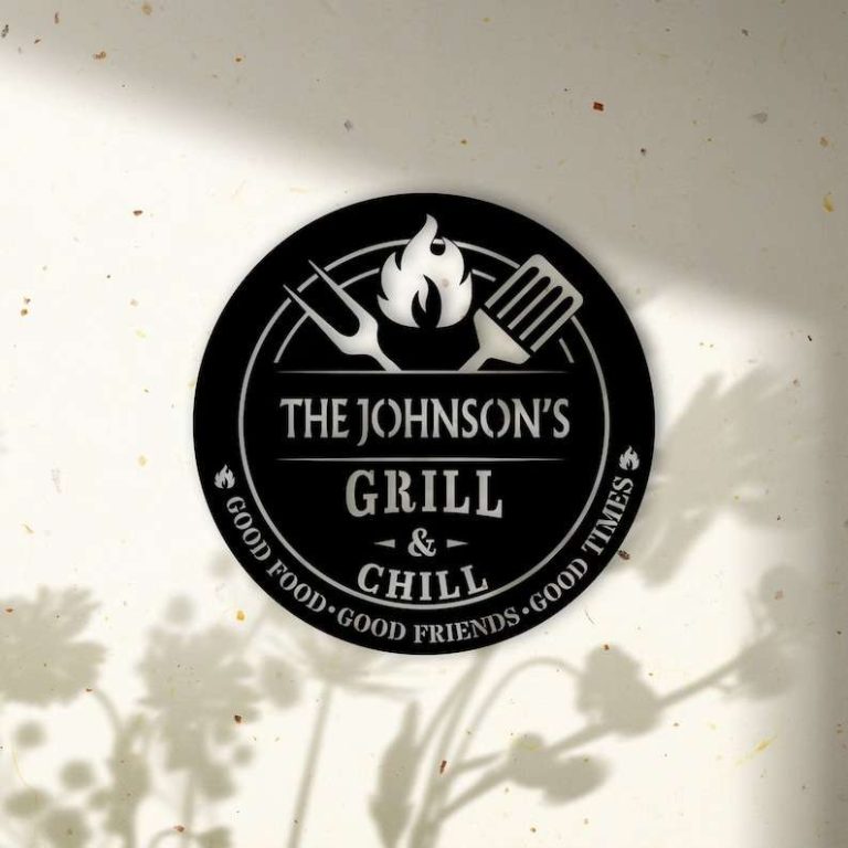 Personalized Grill And Chill Metal Sign BBQ Gifts Backyard Bar And ...