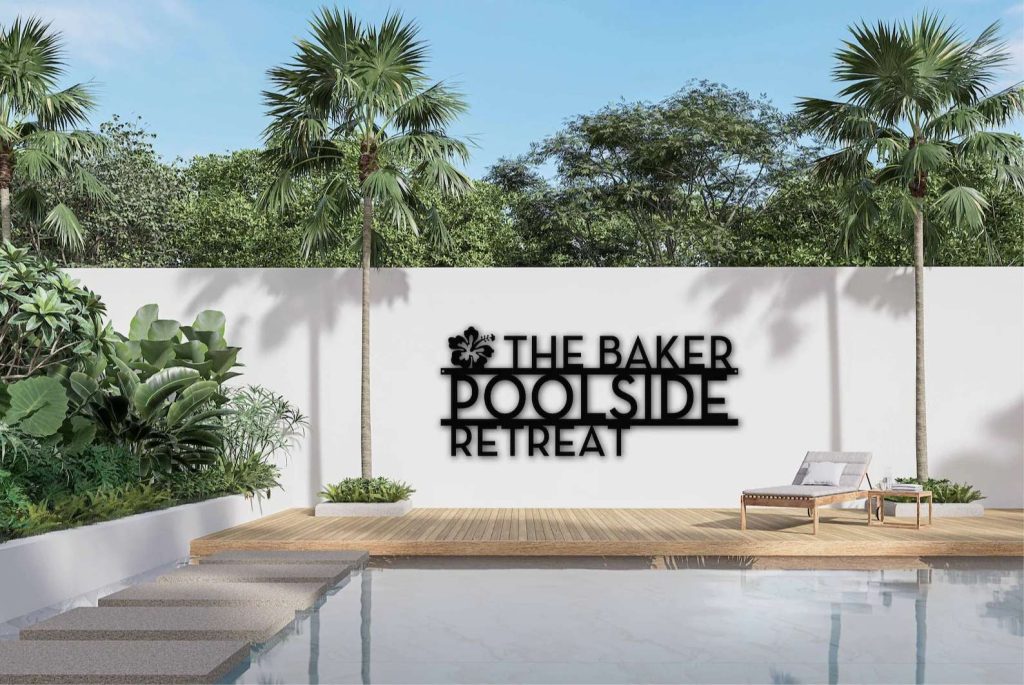 Personalized Hibiscus Pool Sign Outdoor Patio Decor Poolside Oasis Sign ...