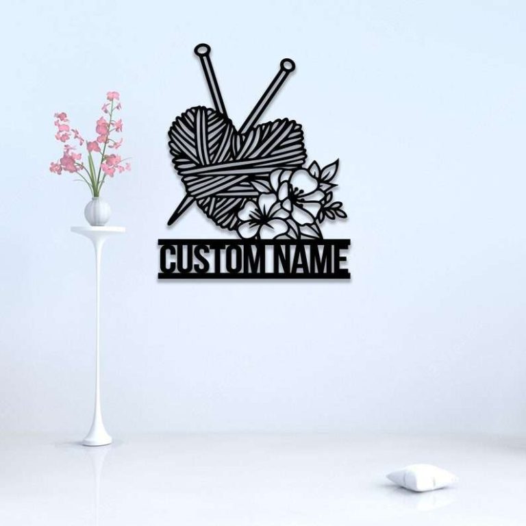 Personalized Knitting Crochet Sign Yarn Flower Sign Craft Room Decor ...