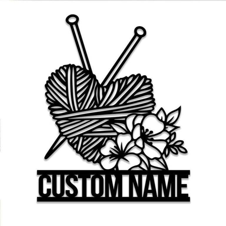 Personalized Knitting Crochet Sign Yarn Flower Sign Craft Room Decor ...