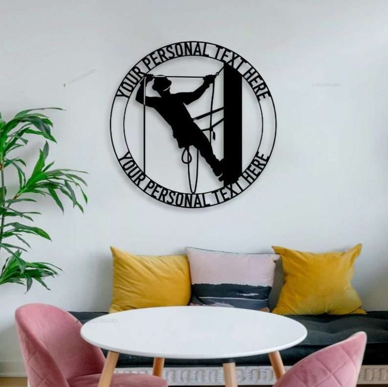 Personalized Lineman Worker Monogram Sign Electrician Home Office Business Custom Metal Sign ...