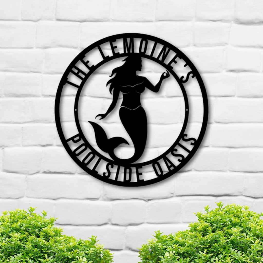 Personalized Metal Mermaid Sign Poolhouse Sign Beach House Sign ...