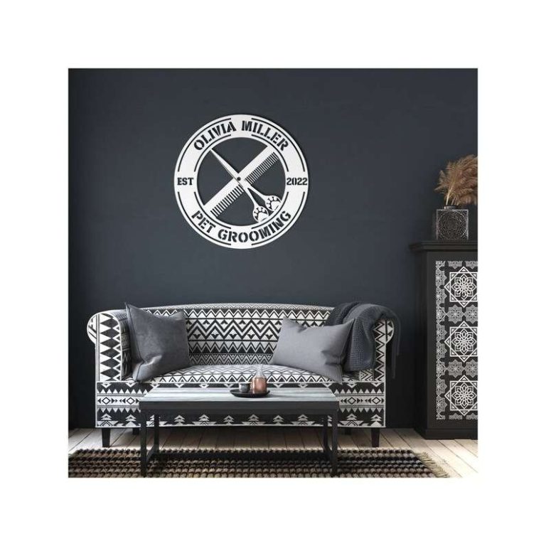 Personalized Metal Pet Grooming Sign Pet Groomer Gifts Barber Shop Sign ...