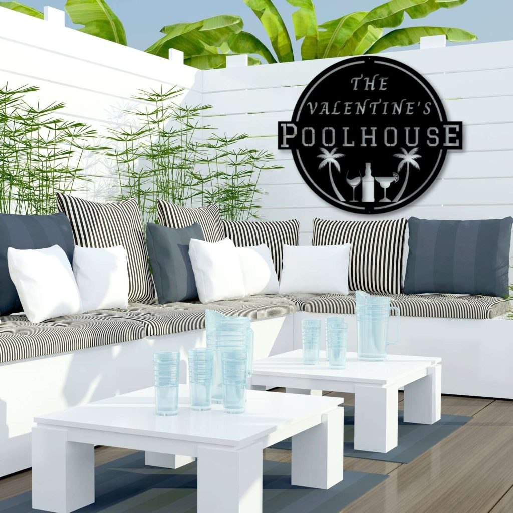 Personalized Metal Poolside Sign Swimming Pool Decor Poolhouse Sign ...