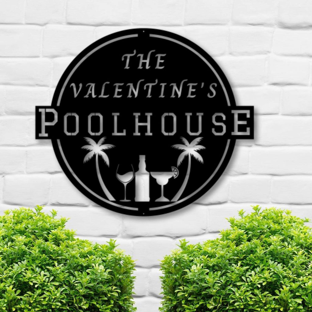 Personalized Metal Poolside Sign Swimming Pool Decor Poolhouse Sign ...