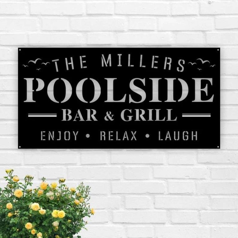 Personalized Name Poolside Bar And Grill Sign Tiki Bar Sign Pool Oasis ...