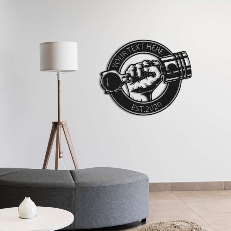 Personalized Piston Metal Sign Custom Name Mechanic Decor Garage Sign ...