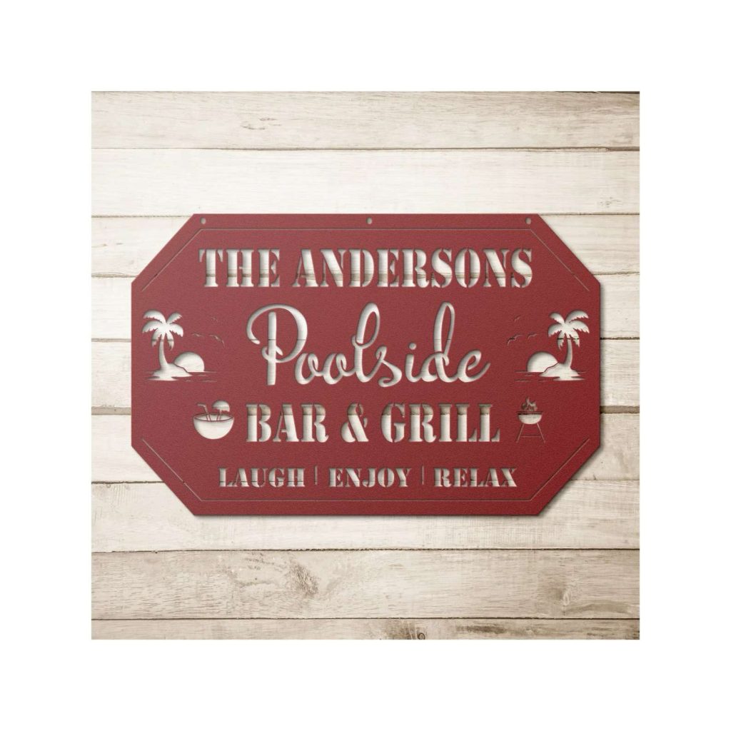 Personalized Pool And Patio Sign Bar And Grill Sign Swimming Pool Sign ...
