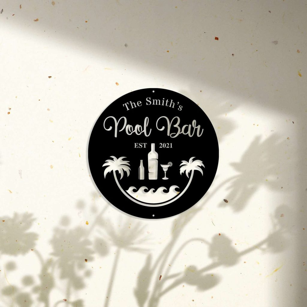 Personalized Pool Bar Sign Poolside Sign Swimming Pool Decor Backyard ...