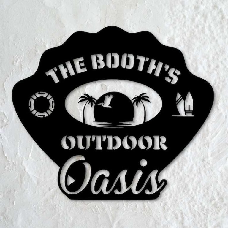 Personalized Pool Oasis Sign Pool House Custom Metal Signs Sunset ...
