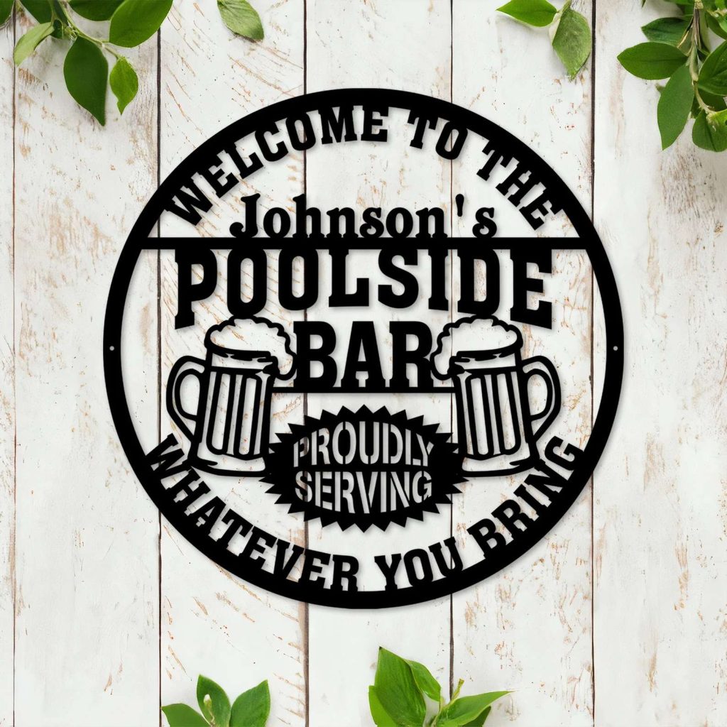 Personalized Poolside Bar Sign Welcome Sign Backyard Bar Sign Patio Bar ...