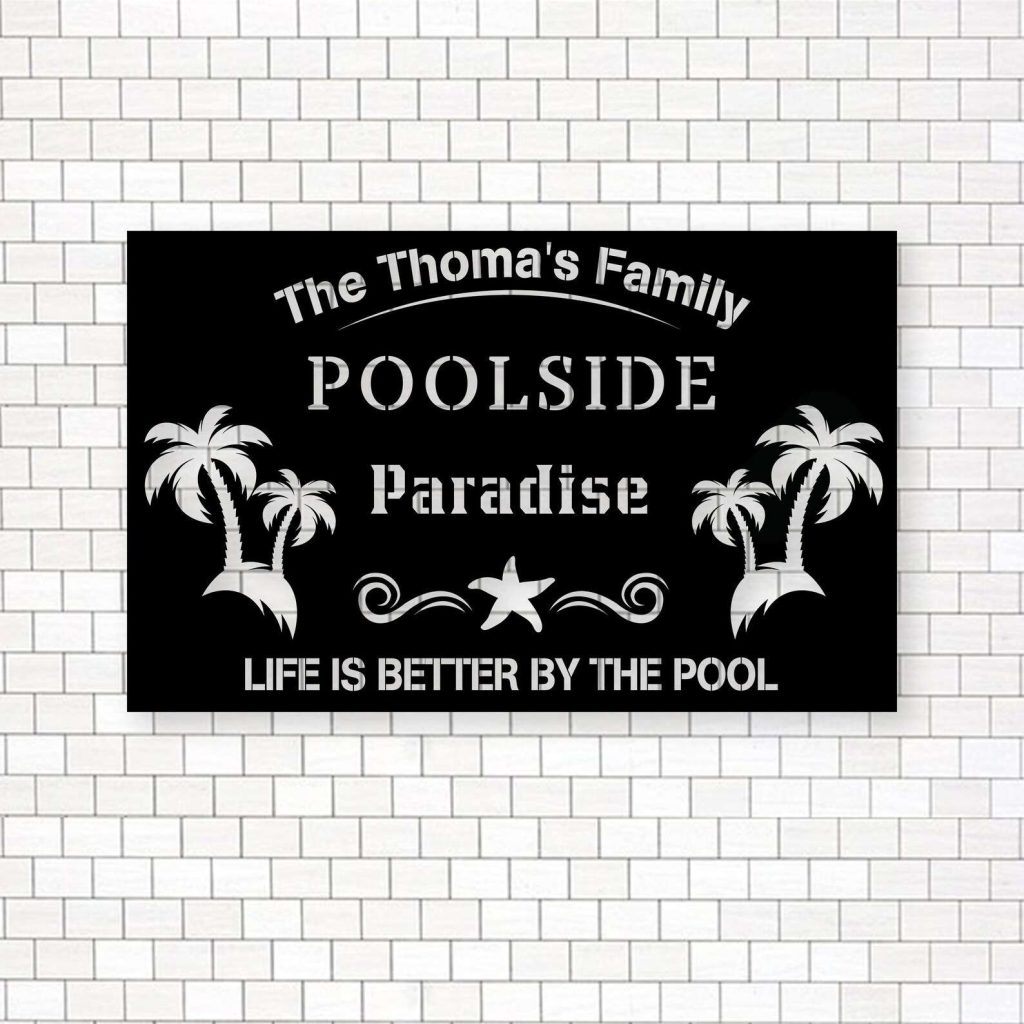 Personalized Poolside Metal Sign Swimming Pool Sign Backyard Pool Decor ...