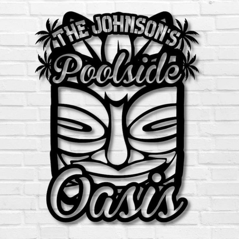 Personalized Poolside Oasis Sign Pool House Sign Tiki Custom Metal ...