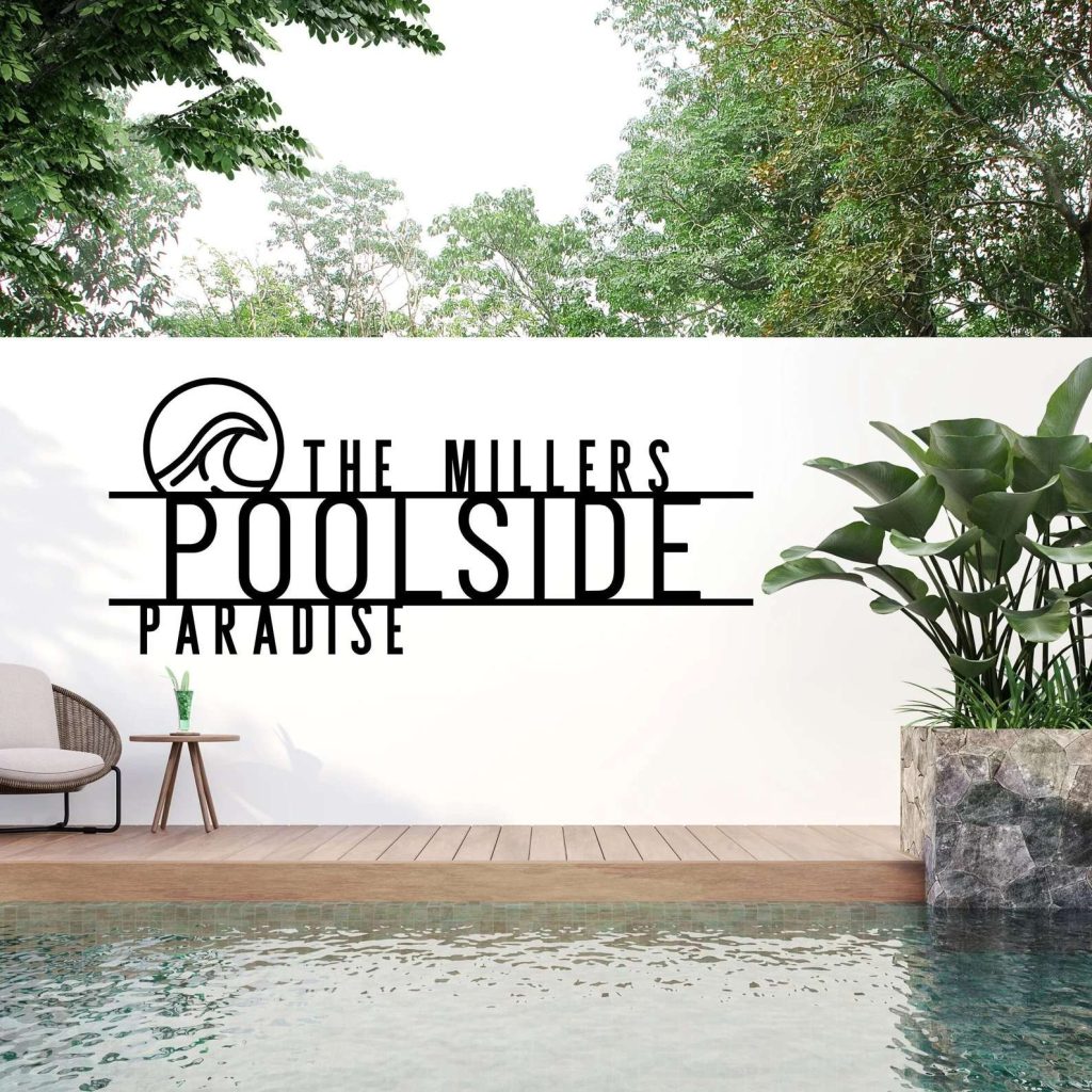 Personalized Poolside Paradise Sign Family Name Pool Sign Pool House ...