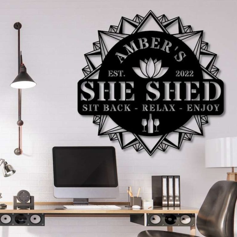 Personalized She Shed Sign Wine She Shed Sign Lotus Custom Metal Signs ...