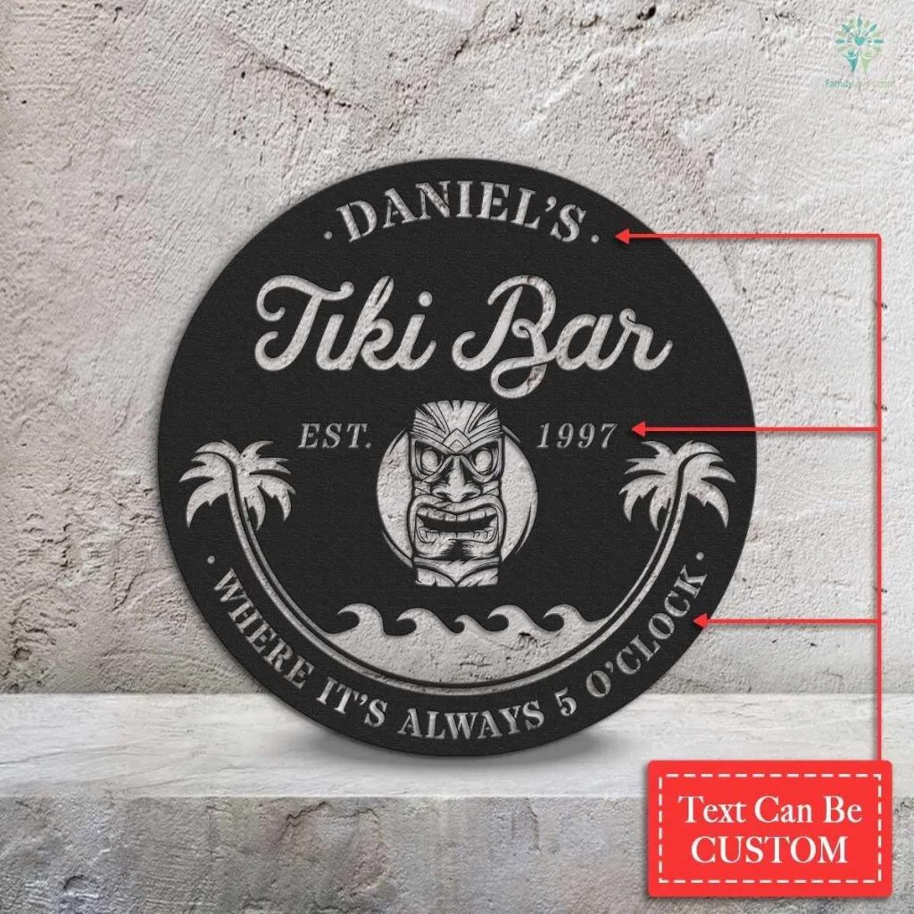 Personalized Tiki Bar Sign Hawaiian Tiki Mask Pool Bar Sign Birthday ...