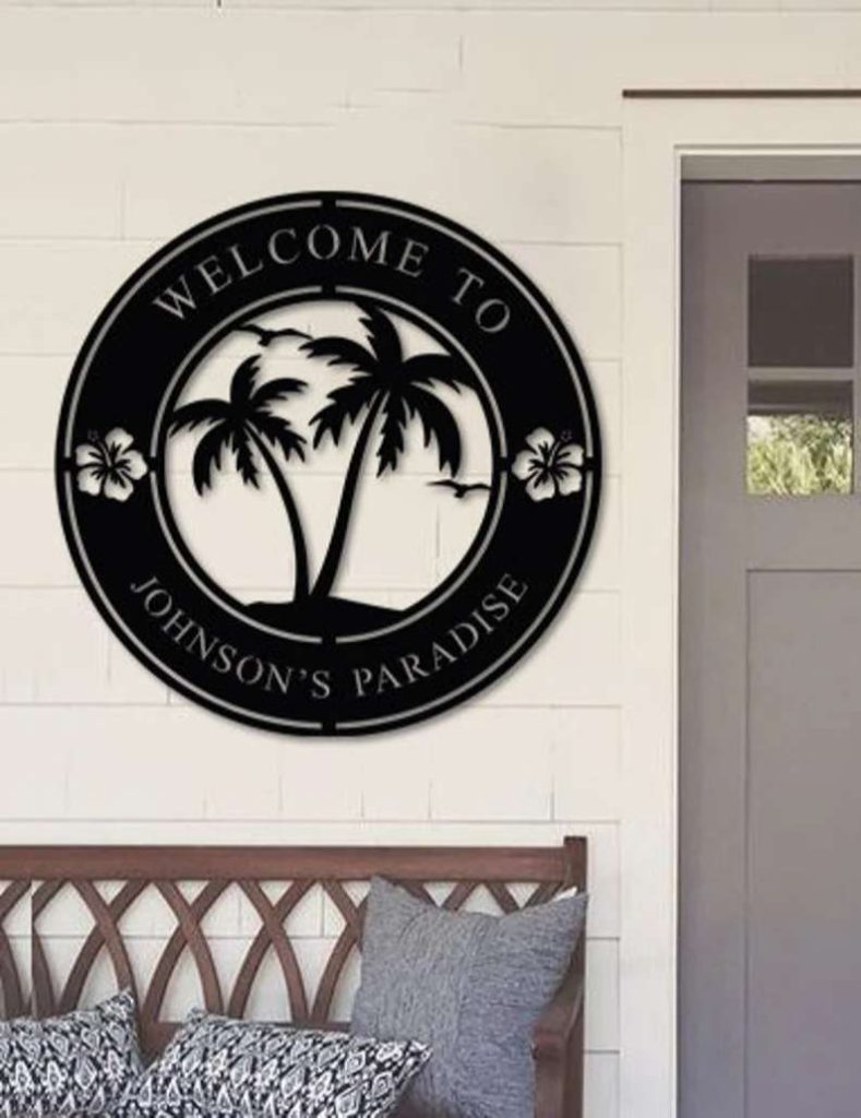 Personalized Tropical Pool Paradise Metal Sign Family Pool Sign Patio ...