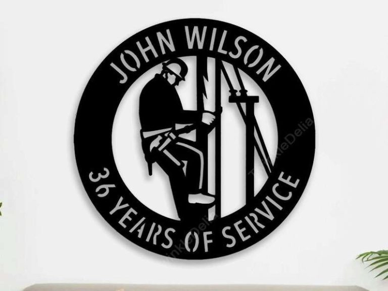 Power Lineman Personalized Metal Wall Art Electrician Anniversary ...