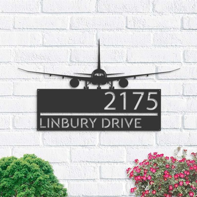 Personalized Airplane Aircraft Pilot Address Sign House Number Plaque ...
