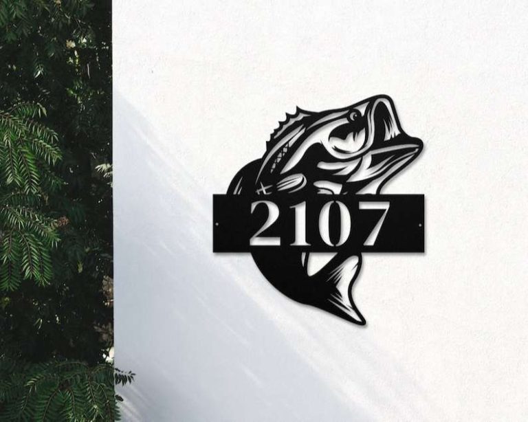 Personalized Bass Fish Address Sign House Number Plaque Custom Metal ...