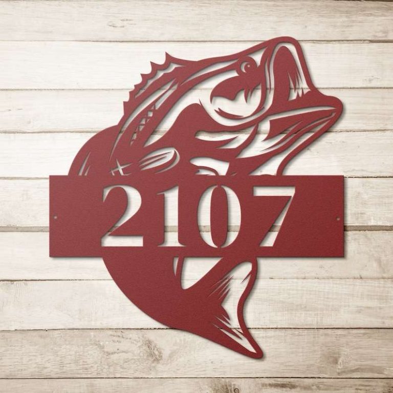 Personalized Bass Fish Address Sign House Number Plaque Custom Metal ...