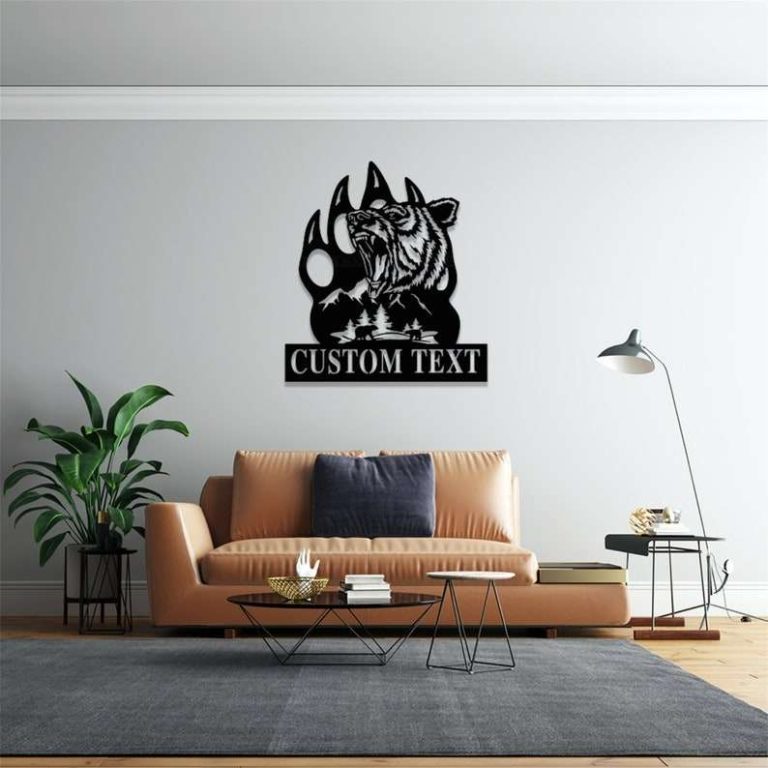 Personalized Bear Paw Address Sign Grizzly Bear Claw Wildlife House ...