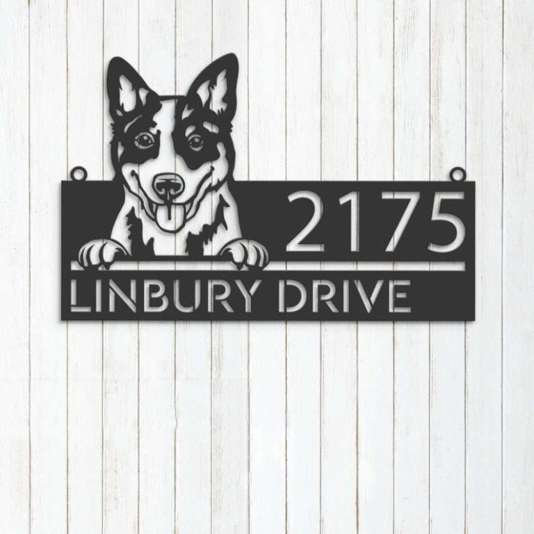 Personalized Blue Heeler Dog Australian Cattle Cute Puppy Address Sign ...