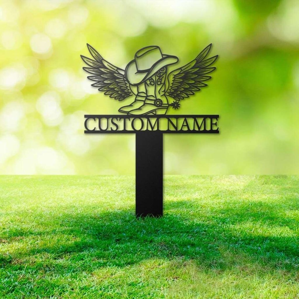 Personalized Cowgirl Memorial Sign Yard Stakes Grave Marker Cemetery ...