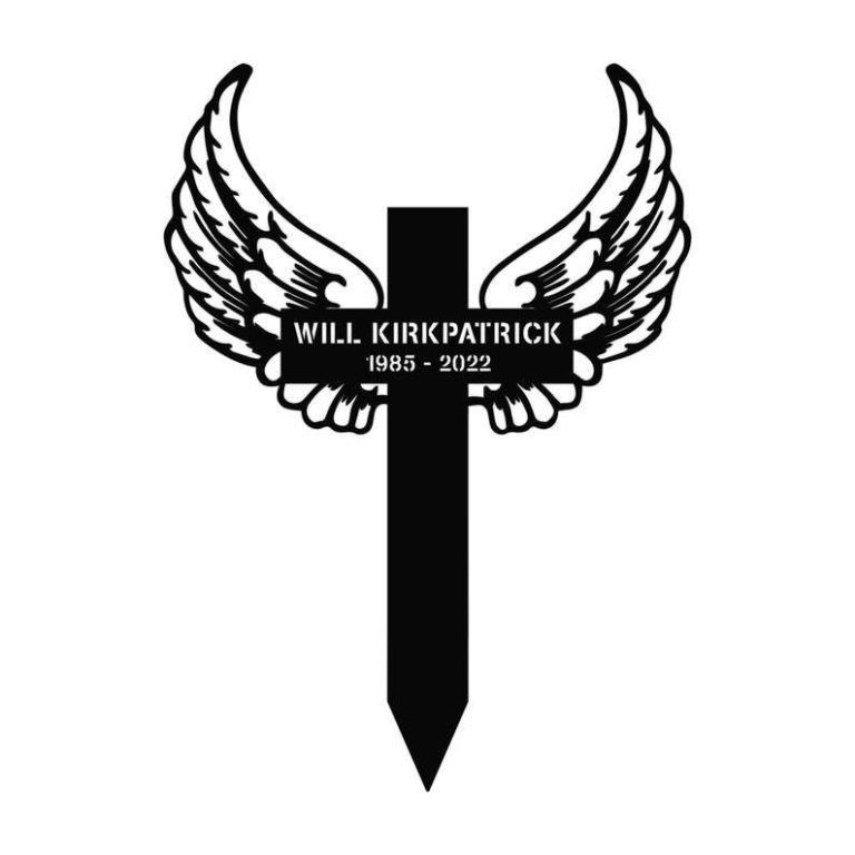 Personalized Cross With Wings Memorial Sign Yard Stakes Grave Marker ...