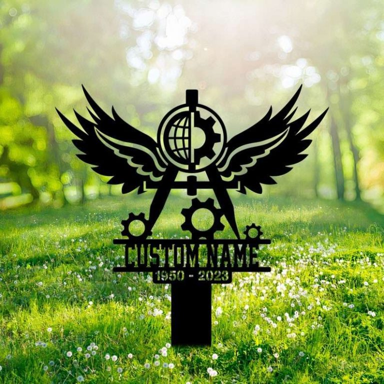 Personalized Engineer With Wings Memorial Sign Yard Stakes Grave Marker ...