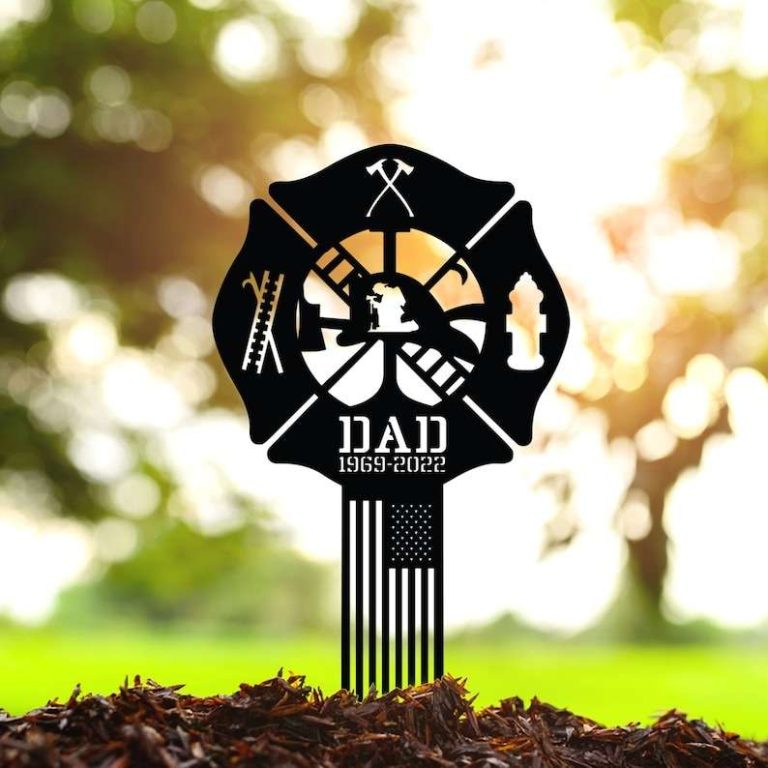 Personalized Firefighter Memorial Sign Yard Stakes Fireman Grave Marker ...