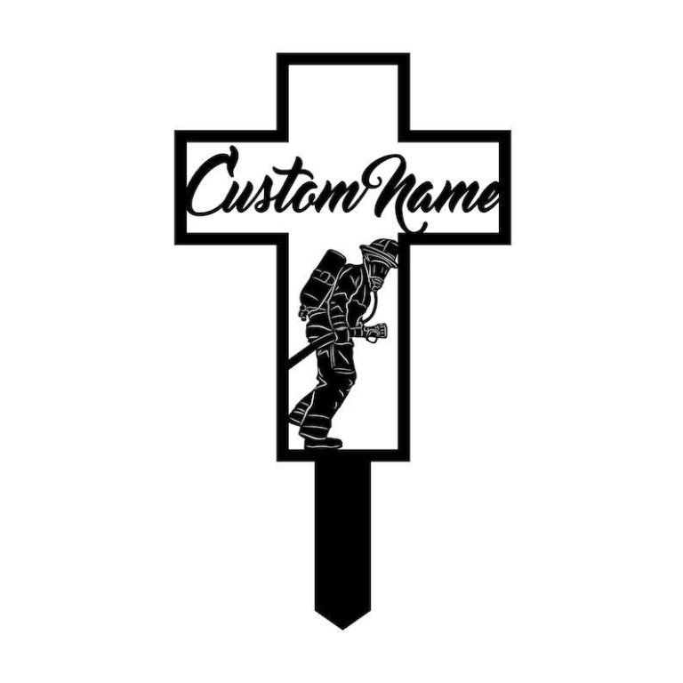 Personalized Firefighter Memorial Sign Yard Stakes Fireman Grave Marker ...