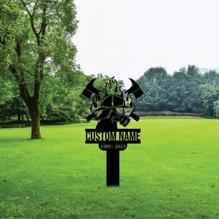 Personalized Firefighter in Flame Memorial Sign Yard Stakes Firefighter ...