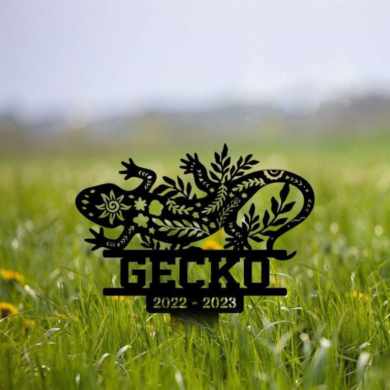 Personalized Floral Gecko Memorial Sign Yard Stakes Gecko Grave Marker ...