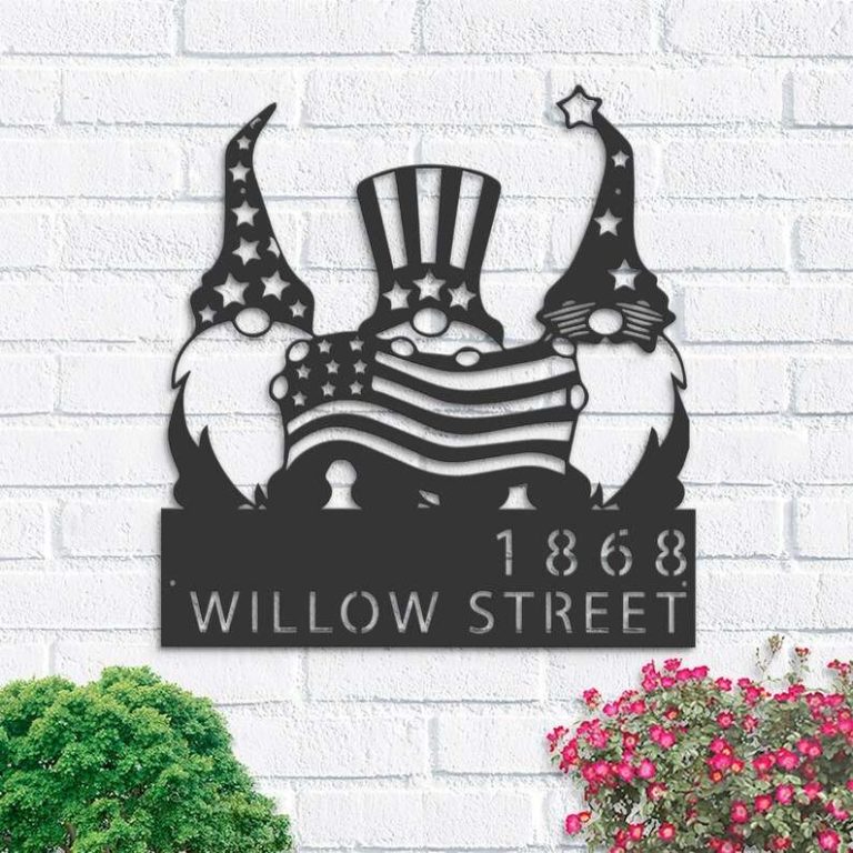 Personalized Gnomes 4th of July Patriotic Address Sign House Number ...