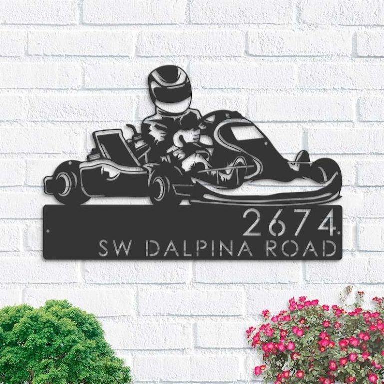 Personalized Go Kart Driver Racing Address Sign House Number Plaque ...
