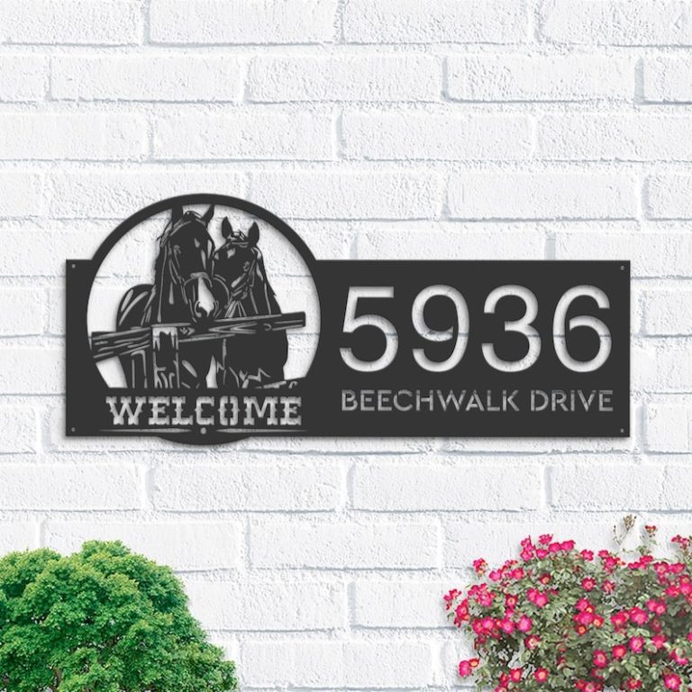 Personalized Horses Farmhouse Ranch Animal Couple Horse Welcome Address ...