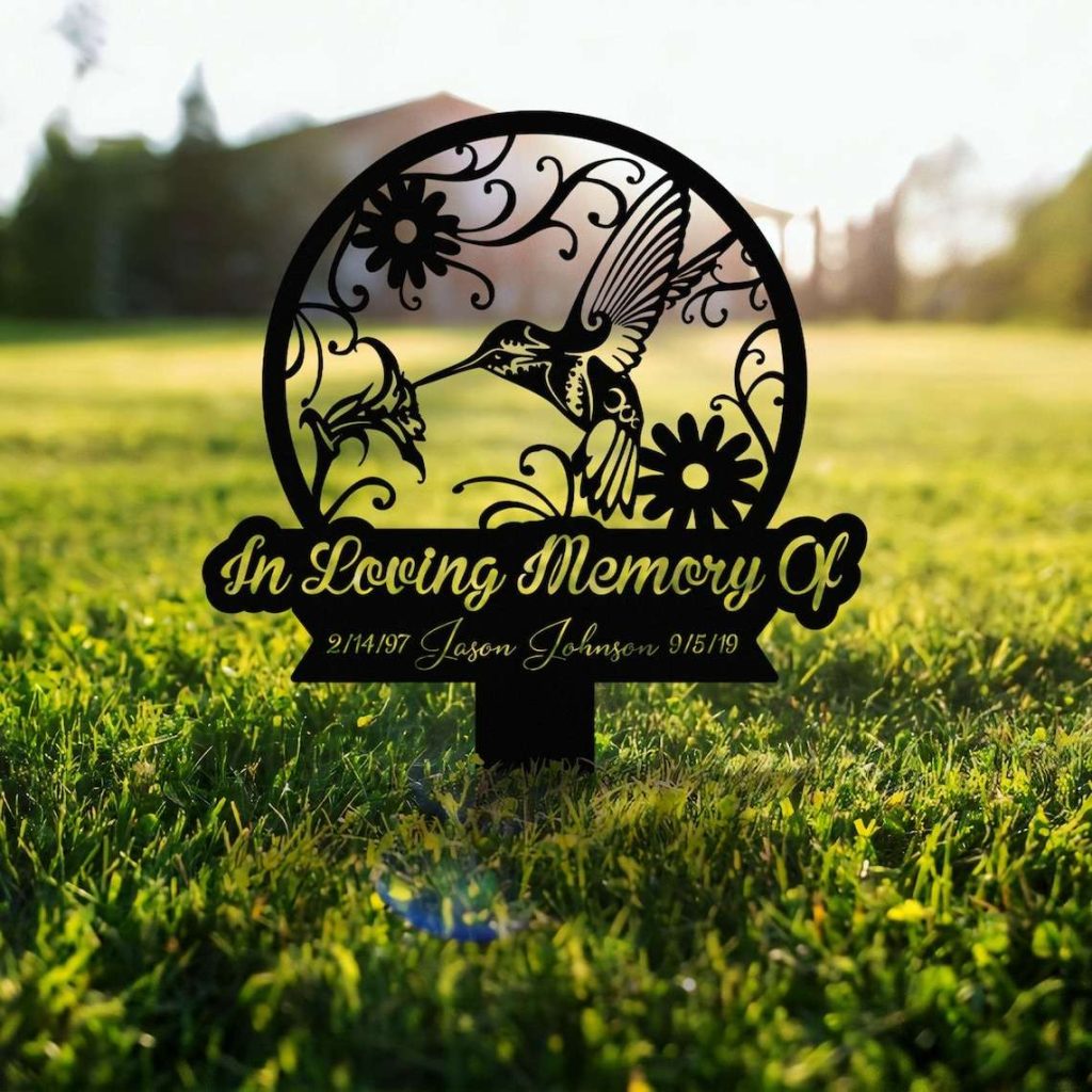 Personalized Hummingbird Memorial Sign In Loving Memory Yard Stakes ...