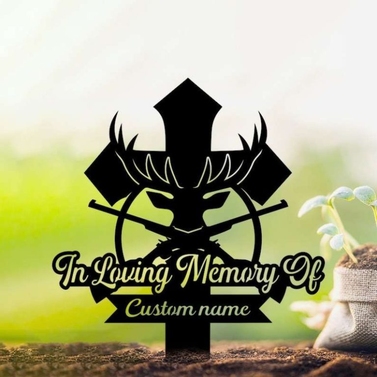 Personalized Hunter Memorial Sign Hunting Cross Yard Stakes Grave ...